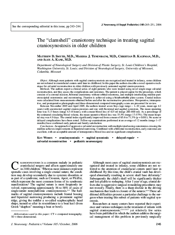 (PDF) The "clamshell" craniotomy technique in treating sagittal ...