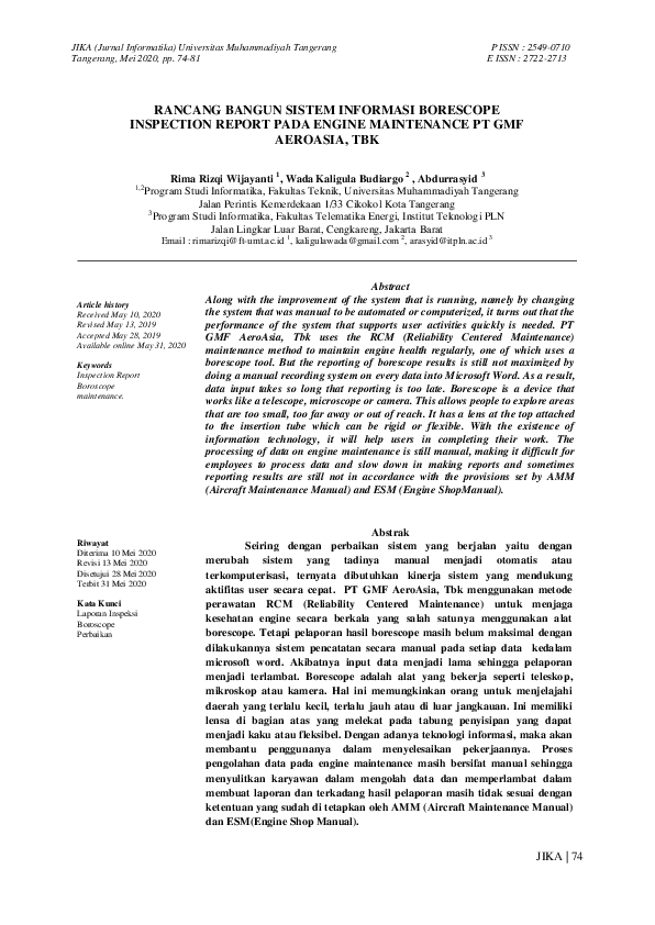 (PDF) Rancang Bangun Sistem Informasi Borescope Inspection Report Pada ...