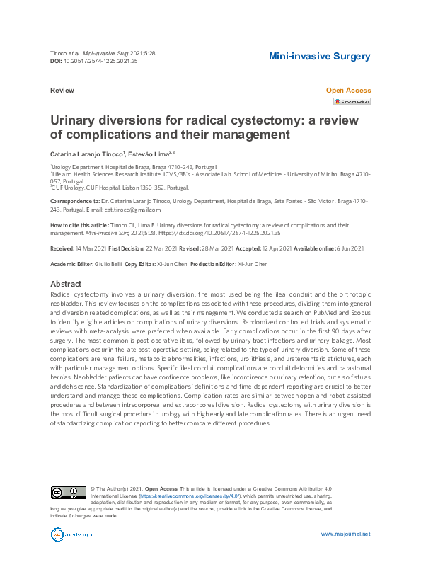 (PDF) Urinary diversions for radical cystectomy: a review of ...