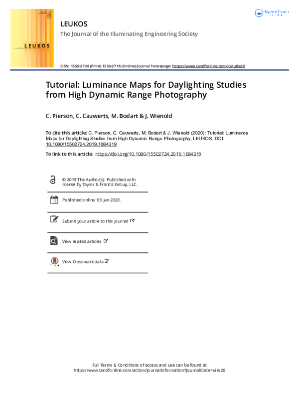 (PDF) Tutorial: Luminance Maps for Daylighting Studies from High Dynamic Range Photography