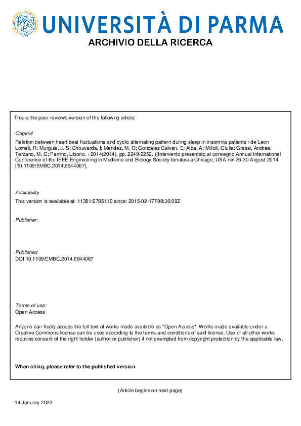 (PDF) Relation between heart beat fluctuations and cyclic alternating ...