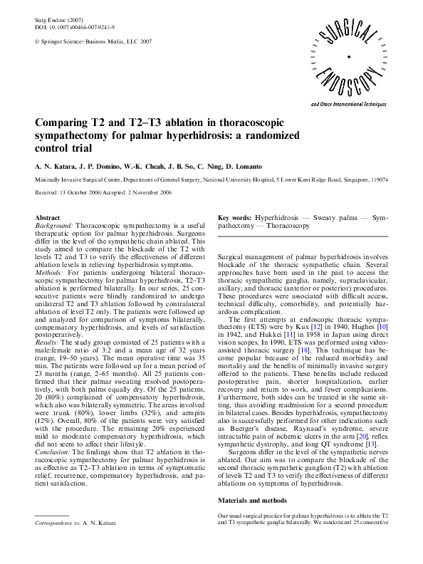 (PDF) Comparing T2 and T2-T3 ablation in thoracoscopic sympathectomy ...