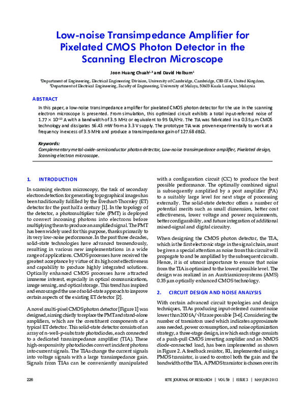 (PDF) Low-noise transimpedance amplifier for pixelated CMOS photon detector in the scanning ...