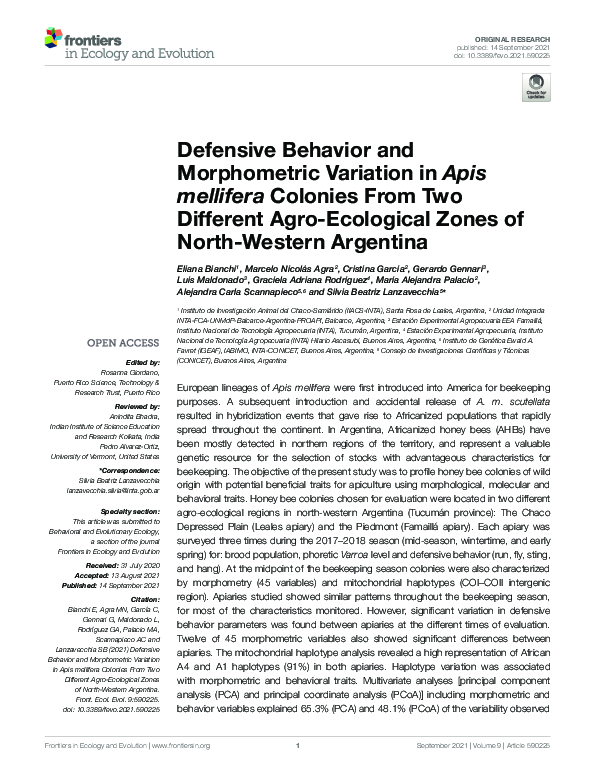 (PDF) Defensive Behavior and Morphometric Variation in Apis mellifera ...