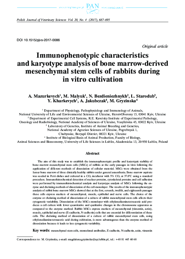 (PDF) Immunophenotypic characteristics and karyotype analysis of bone ...