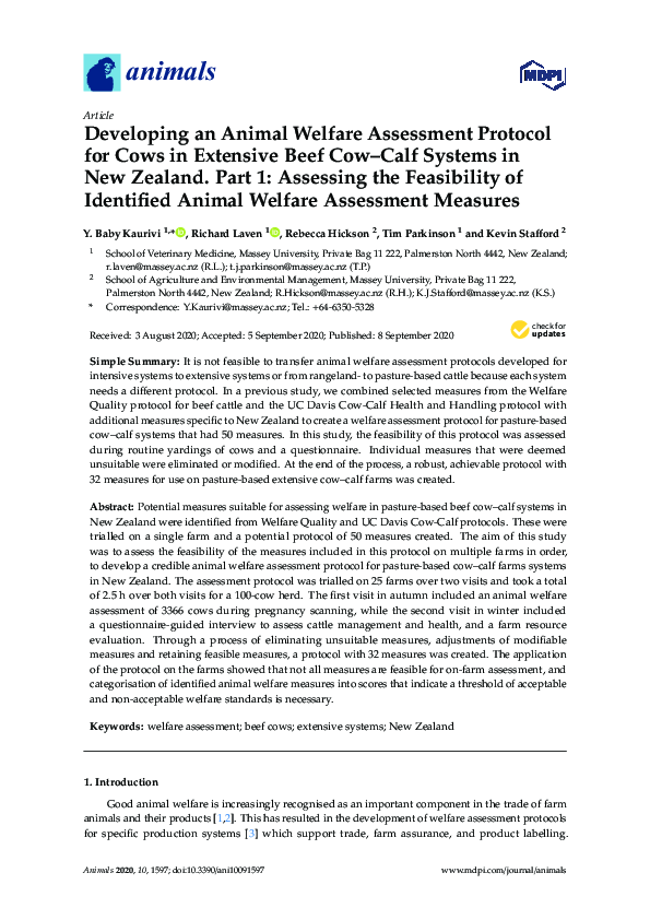 (PDF) Developing an Animal Welfare Assessment Protocol for Cows in ...