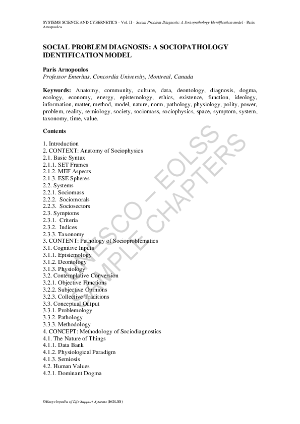 (PDF) Social Problem Diagnosis: A Sociopathology Identification Model