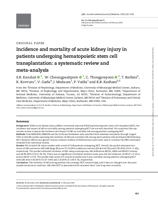 (PDF) Incidence and Mortality of Acute Kidney Injury after Myocardial ...