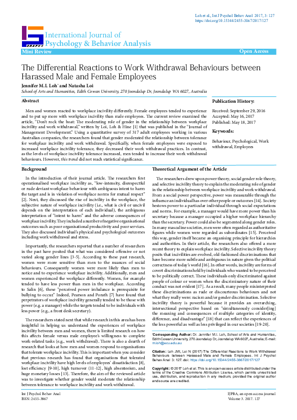 (PDF) The Differential Reactions to Work Withdrawal Behaviours between ...