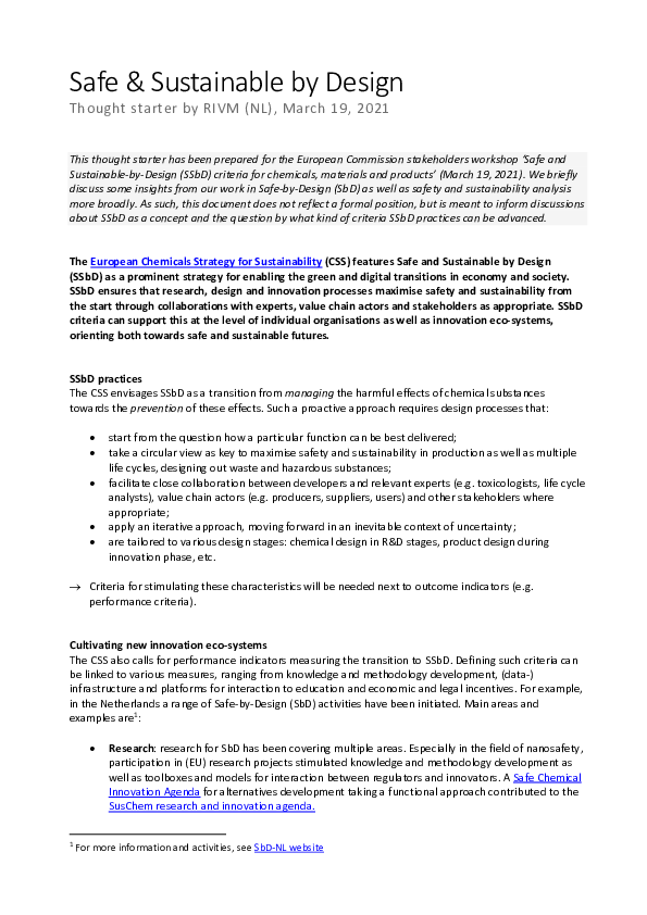 (PDF) Safe & Sustainable by Design
