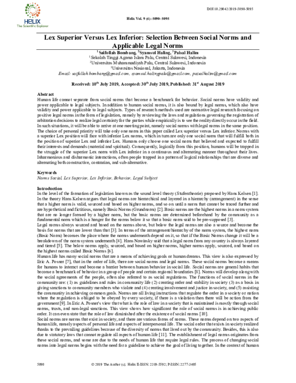 (PDF) Lex Superior Versus Lex Inferior: Selection Between Social Norms ...