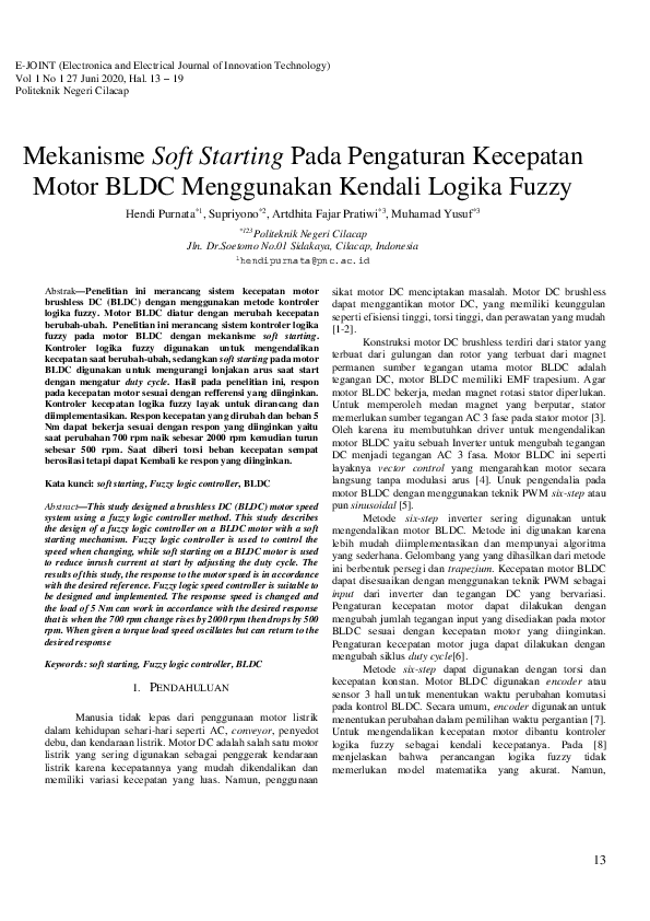 (PDF) Mekanisme Soft Starting Pada Pengaturan Kecepatan Motor BLDC ...