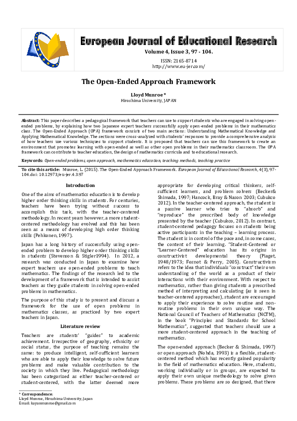 (PDF) The Open-Ended Approach Framework