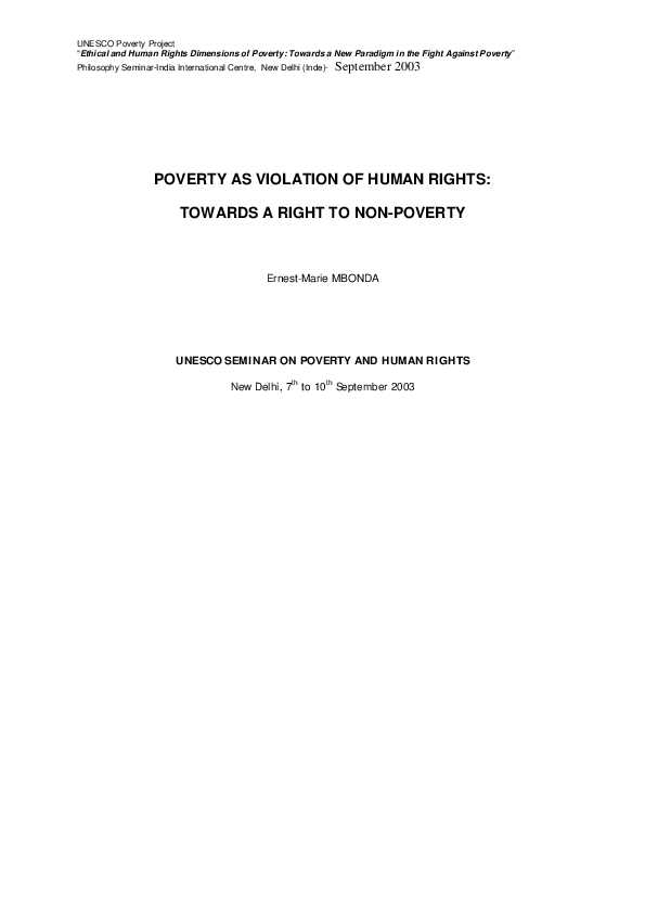 (PDF) Poverty as Violation of Human Rights