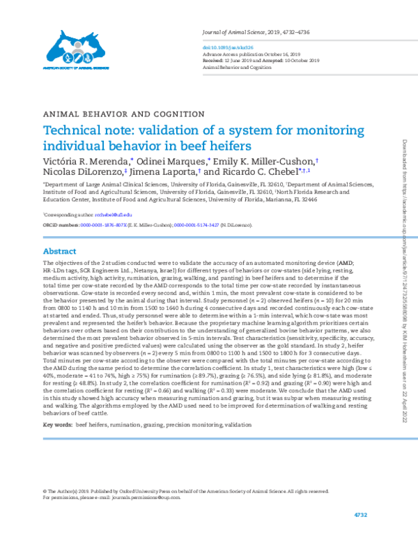 (PDF) Technical note: Validation of a system for monitoring rumination in dairy cows