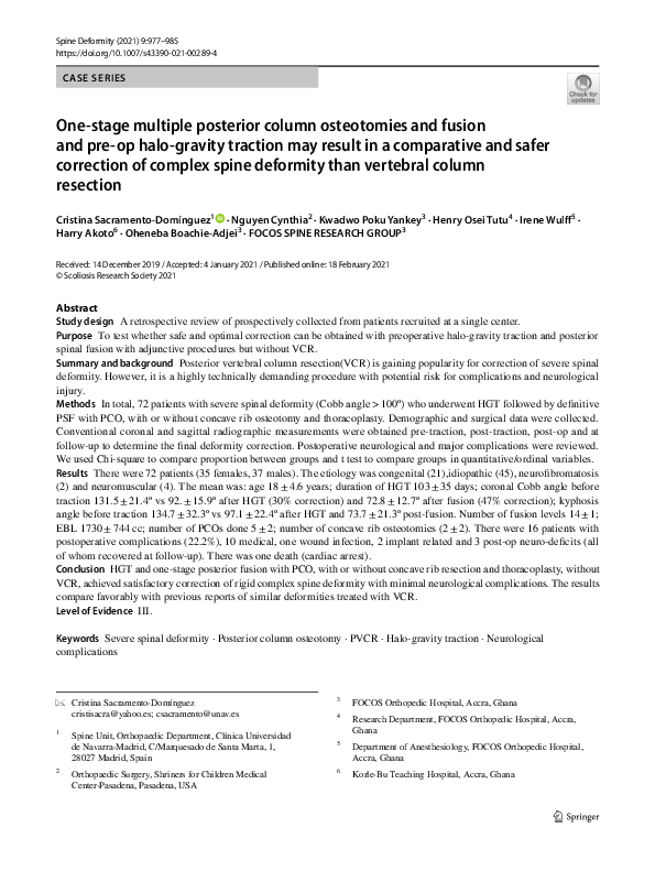 (PDF) One-stage multiple posterior column osteotomies and fusion and ...