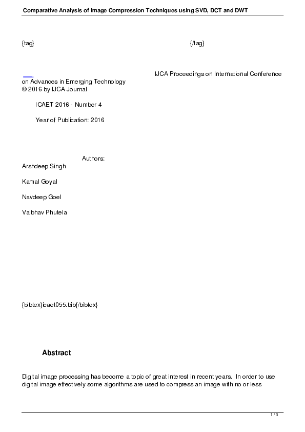 (PDF) Comparative Analysis of Image Compression Techniques: A Case ...