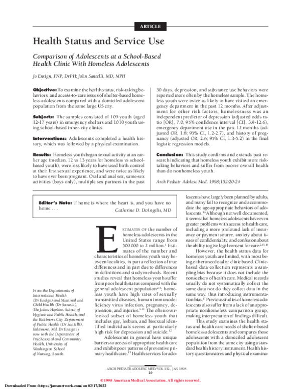 (PDF) Health Status and Service Use