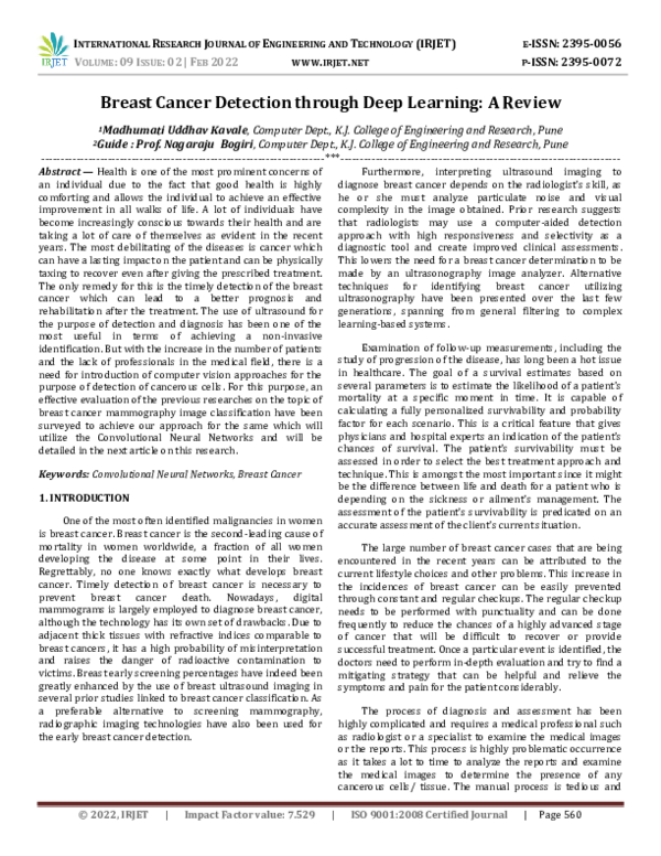(PDF) Breast Cancer Detection through Deep Learning: A Review