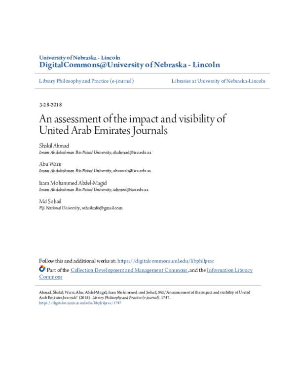 (PDF) An assessment of the impact and visibility of United Arab ...