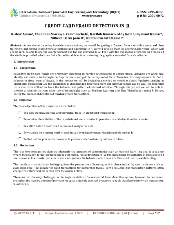 (PDF) CREDIT CARD FRAUD DETECTION IN R