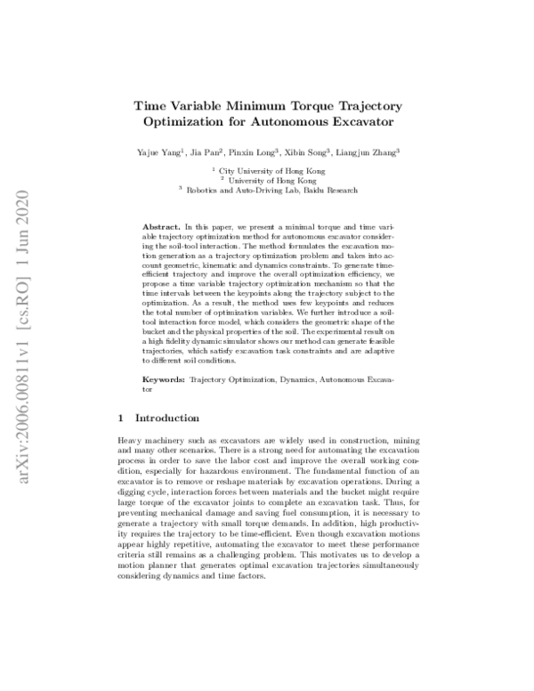 (PDF) Time Variable Minimum Torque Trajectory Optimization for ...