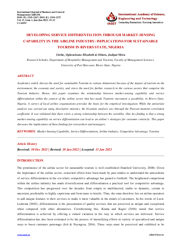 (PDF) DEVELOPING SERVICE DIFFERENTIATION THROUGH MARKET-SENSING ...