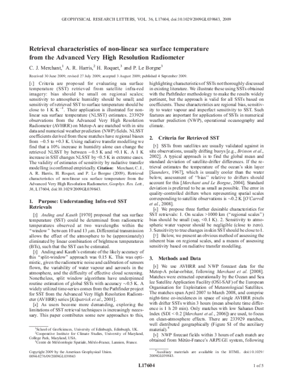 (PDF) Retrieval characteristics of non-linear sea surface temperature ...