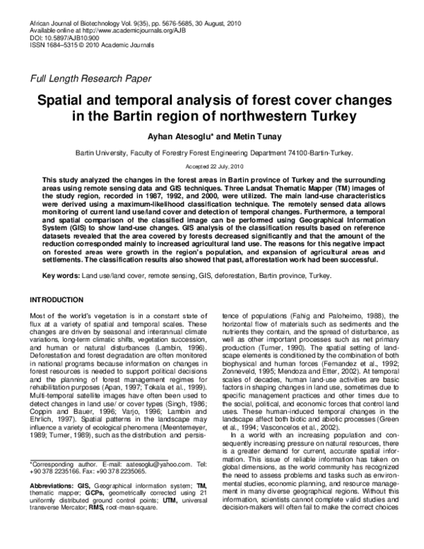 (PDF) Spatial and temporal analysis of forest cover change in Falgore ...