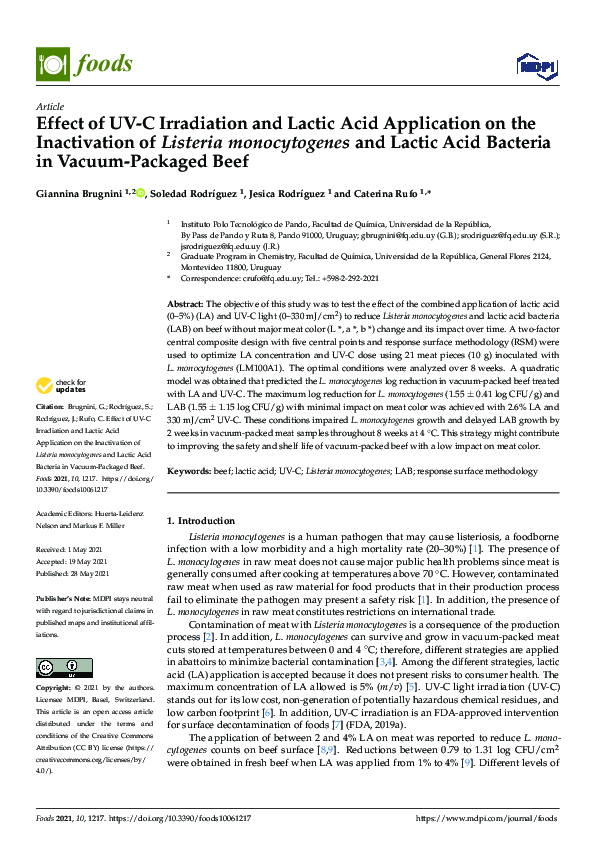 (PDF) Effect of UV-C Irradiation and Lactic Acid Application on the ...