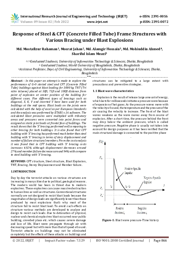 (PDF) Response of Steel & CFT (Concrete Filled Tube) Frame Structures ...