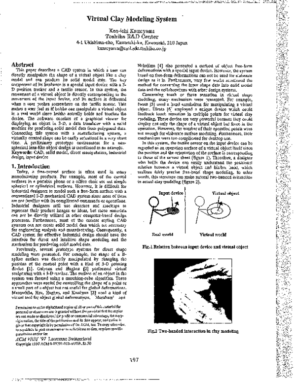 (PDF) Virtual clay modeling system