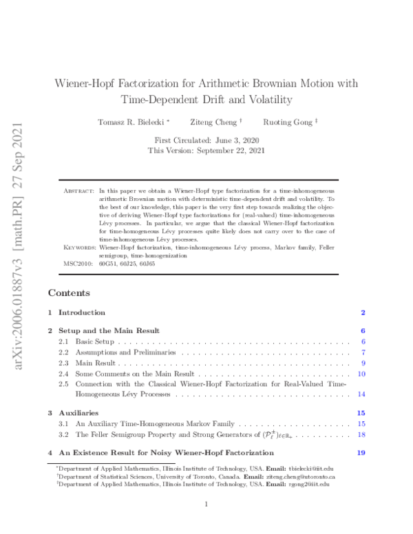 (PDF) Wiener-Hopf Factorization for Arithmetic Brownian Motion with Time-Dependent Drift and ...
