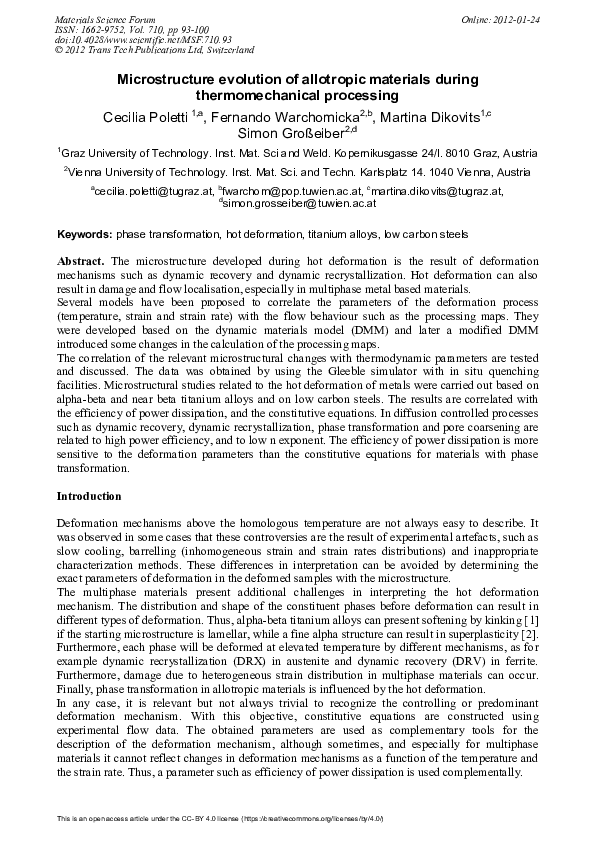 (PDF) Microstructure Evolution of Allotropic Materials during Thermomechanical Processing