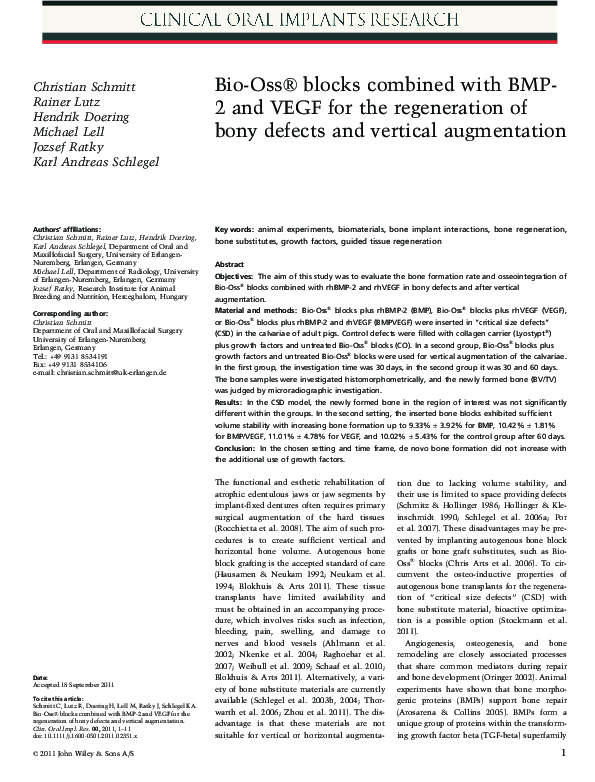 (PDF) Bio-Oss® blocks combined with BMP-2 and VEGF for the regeneration ...