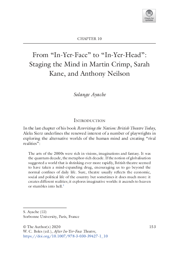 (PDF) From "In-Yer-Face" to "In-Yer-Head": Staging the Mind in Martin ...