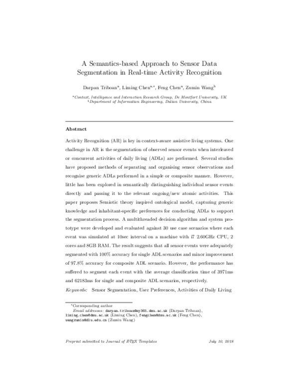Pdf A Semantics Based Approach To Sensor Data Segmentation In Real
