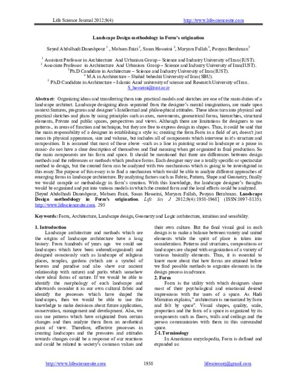 (PDF) Landscape Design Methodology in Form's Origination
