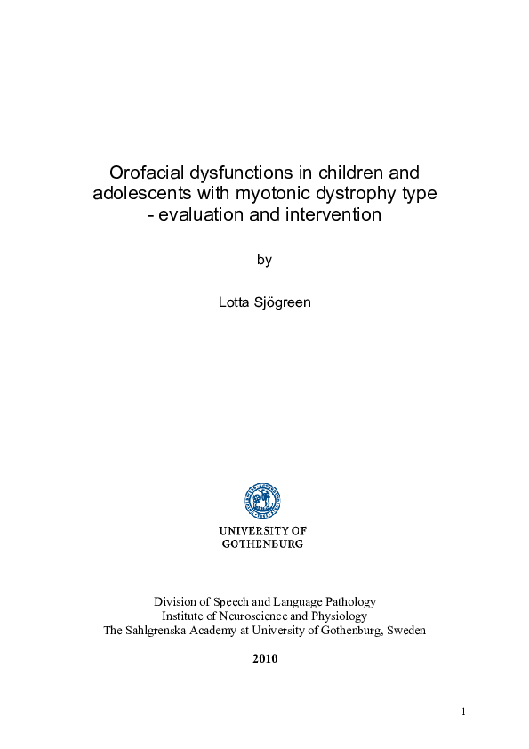 (PDF) Orofacial dysfunctions in children and adolescents with myotonic ...