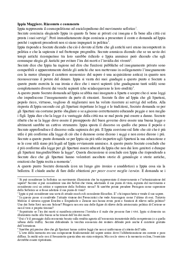 (DOC) Ippia Maggiore di Platone