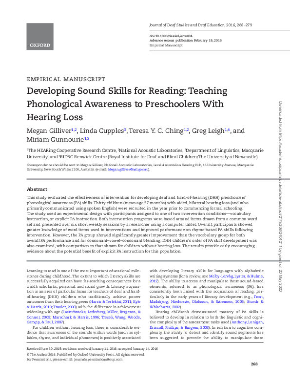 (PDF) Developing Sound Skills for Reading: Teaching Phonological ...