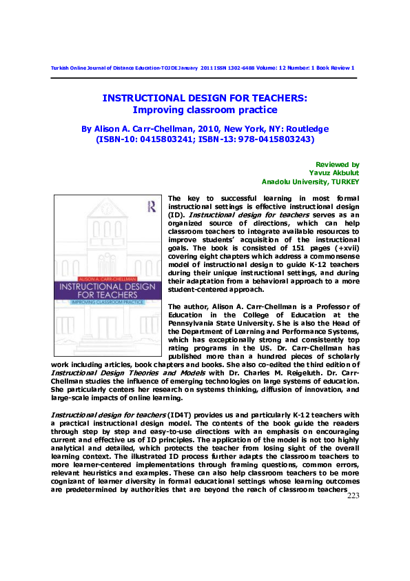 (PDF) Instructional Design for Teachers