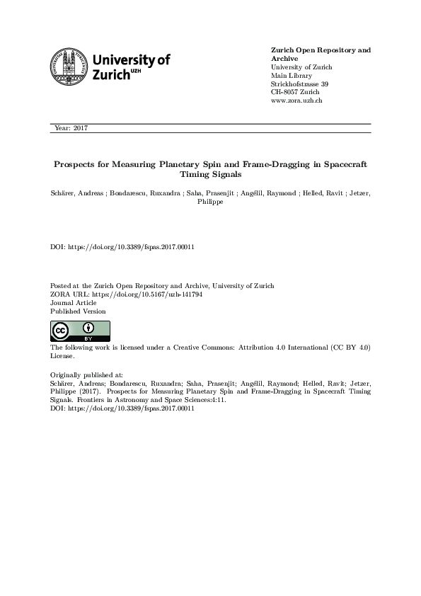 (PDF) Prospects for Measuring Planetary Spin and Frame-Dragging in ...