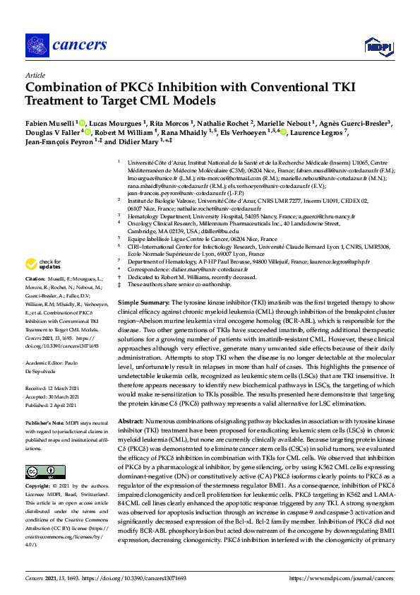 (PDF) Combination of PKCδ Inhibition with Conventional TKI Treatment to Target CML Models