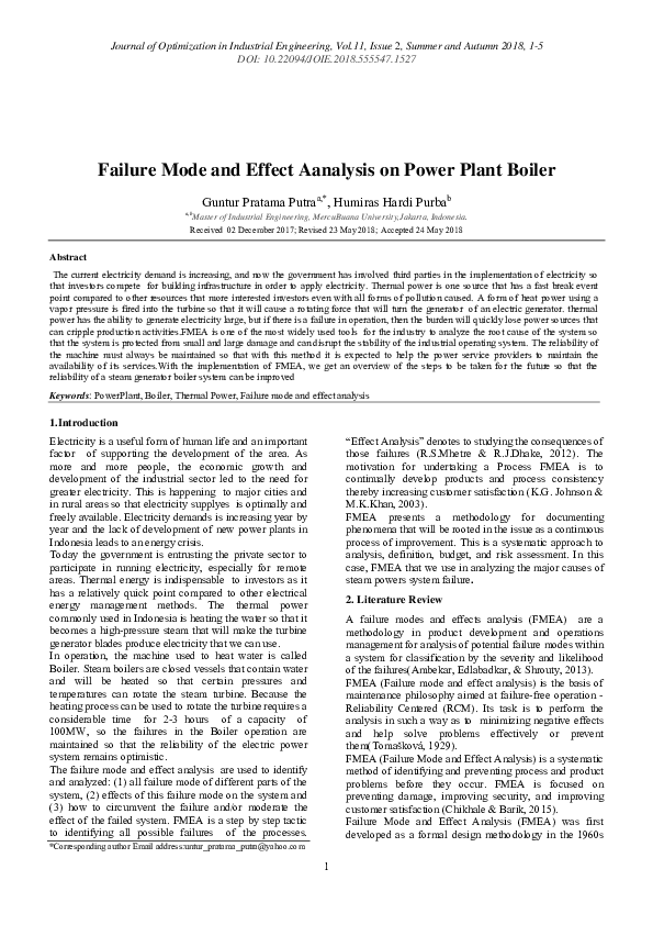 (PDF) Failure Mode and Effect Analysis (FMEA) for Enhancing Reliability ...