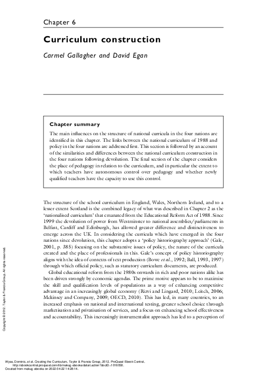 (PDF) Curriculum construction