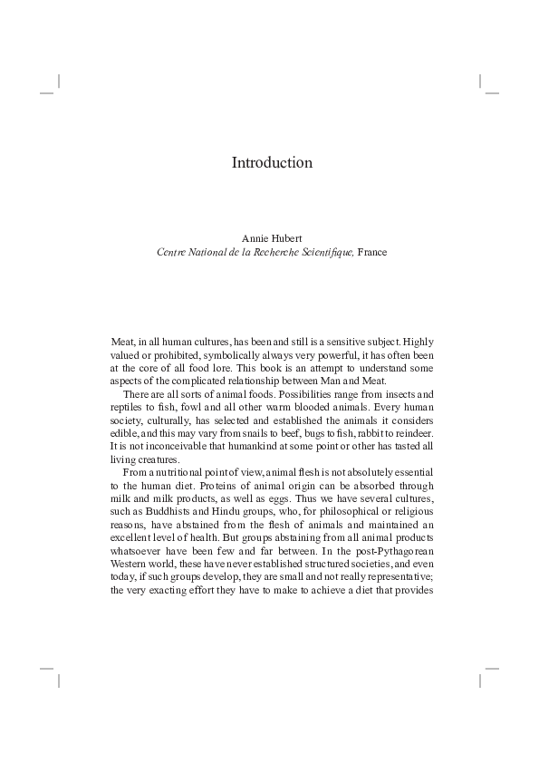 (PDF) Man and Meat. EH19 Introducción de Annie Hubert.