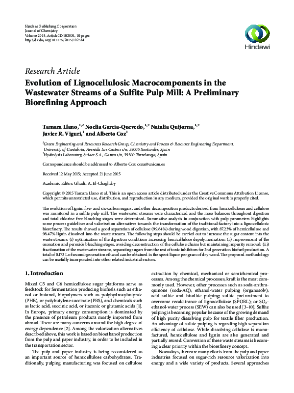 (PDF) Evolution of Lignocellulosic Macrocomponents in the Wastewater ...