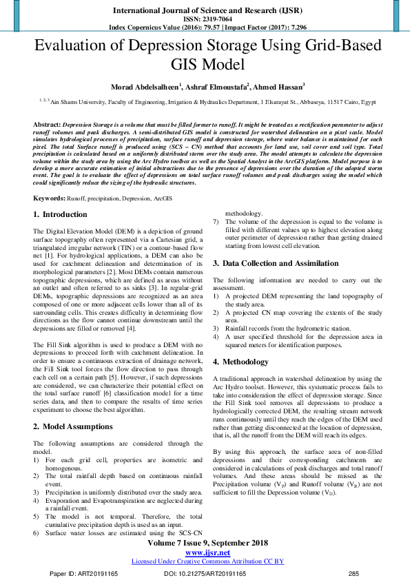 (PDF) Evaluation of Depression Storage Using Grid-Based GIS Model