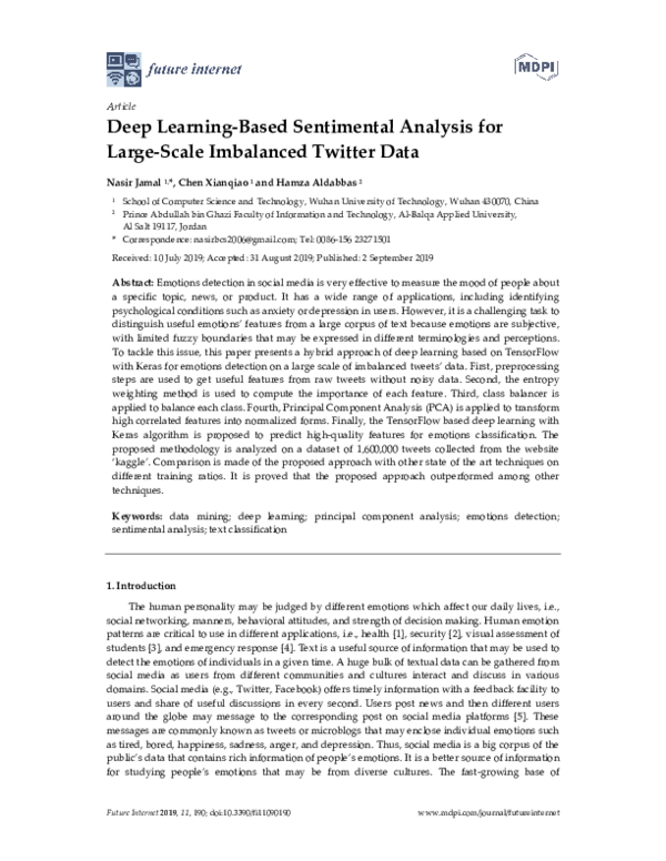 (PDF) Sentiment Analysis of Imbalanced Twitter Data